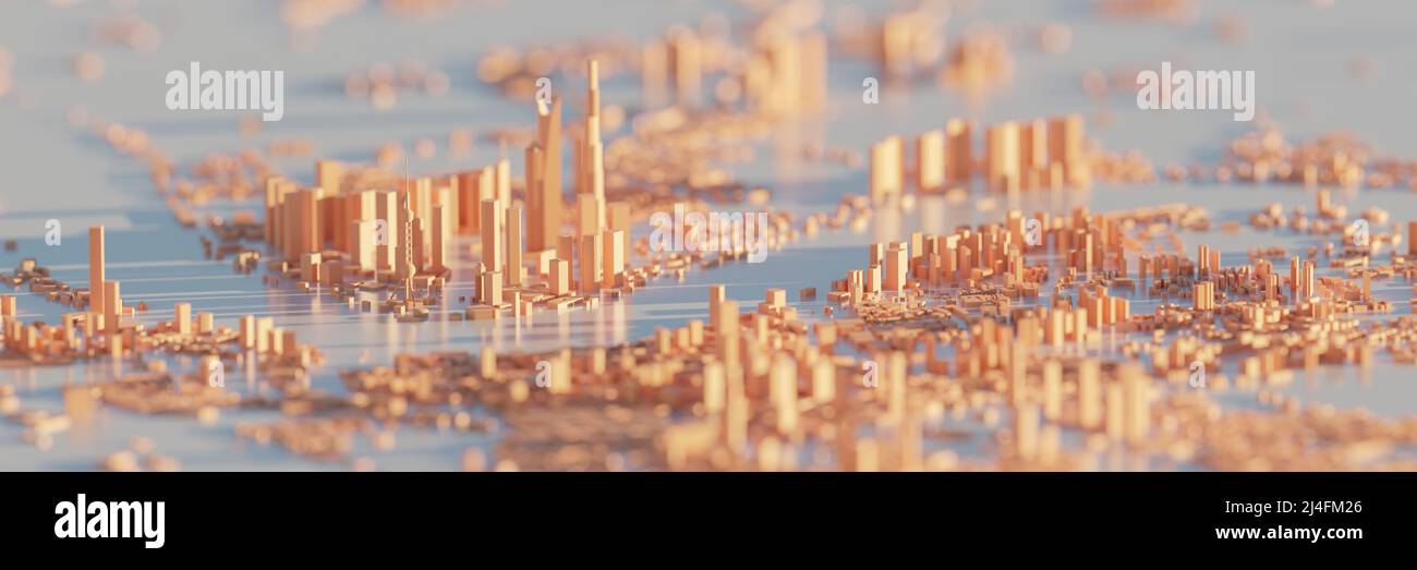 Miniature 3D city of Shanghai, China. Web banner design. 3D rendering ...