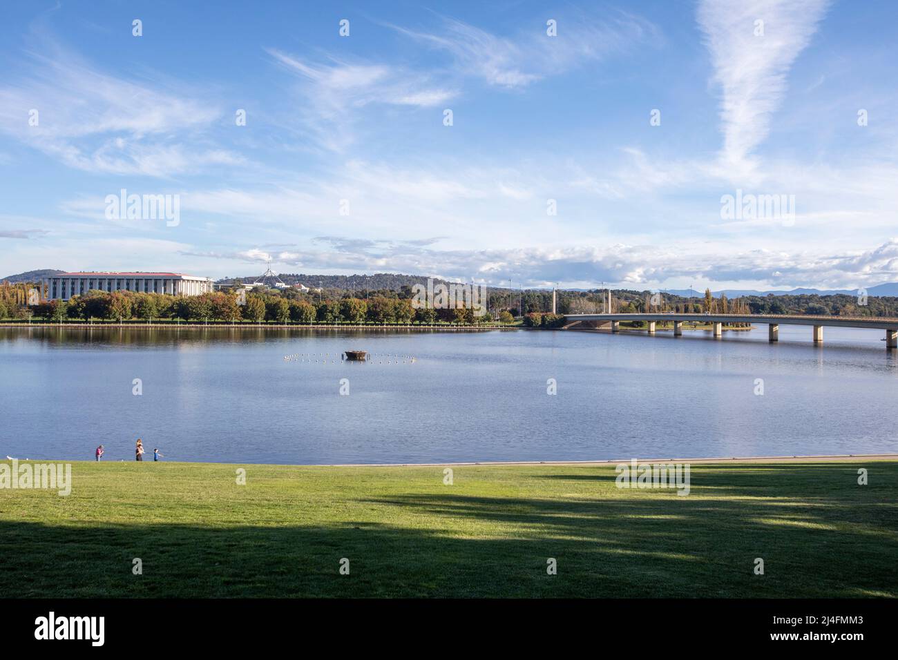 Commonwealth Avenue Bridge across Lake Burley Griffin in Canberra, with ...