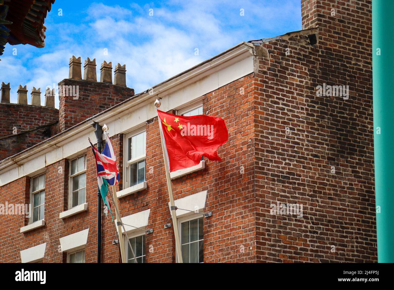 Union Jack and China's Flag, flying side by side in Liverpool's China ...
