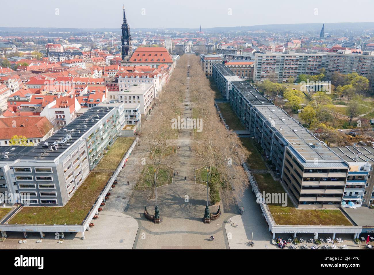 Dresden, Germany. 14th Apr, 2022. Passers-by walking along the main ...