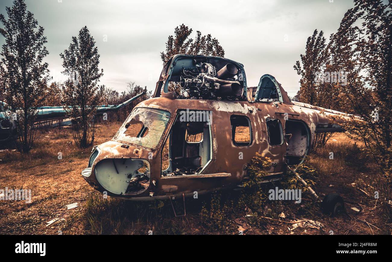 Abandoned USSR military aviation technique with damages lost in the ...