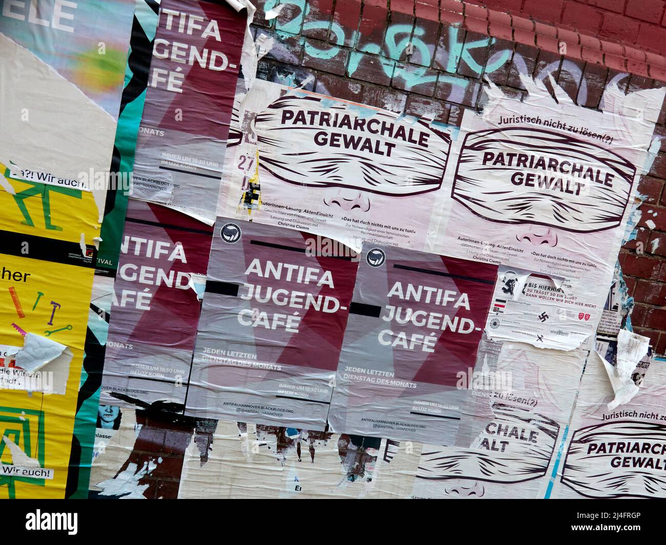 Antifa Jugend Posters on wall of Building in Linden, Hannovert Stock ...