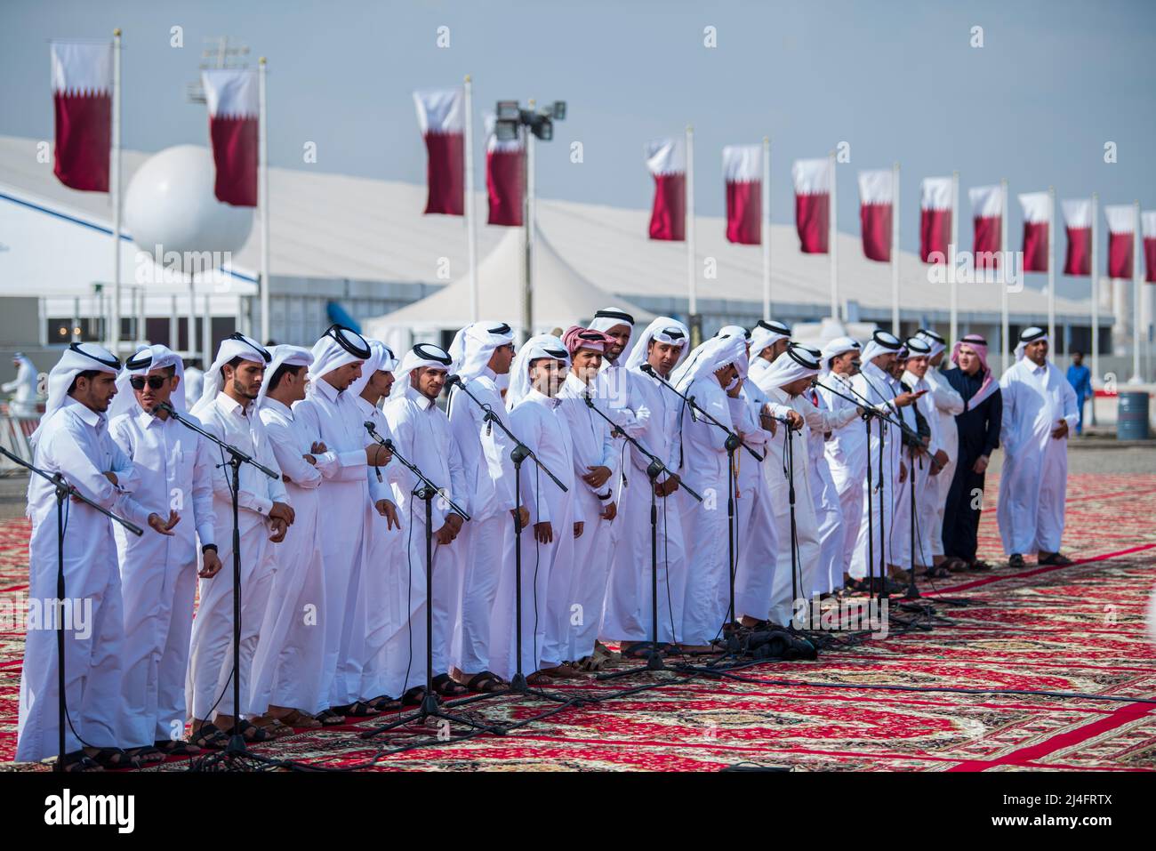 Doha,Qatar,December,18,2017. Traditional bedouin music for celebration ...