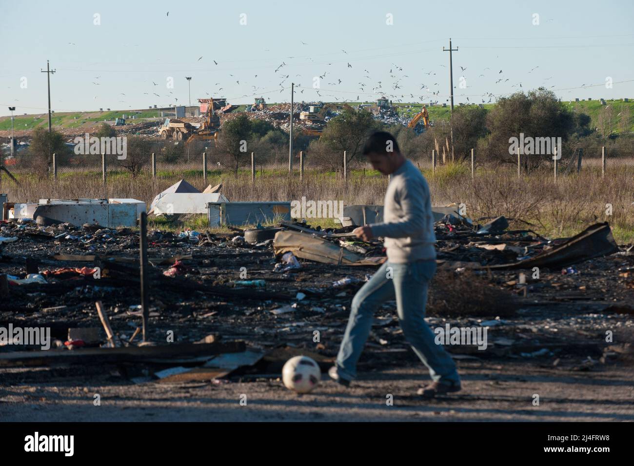 Borgo Montello, Latina, Italy, 31/12/2011: Al Karama gipsy camp ...