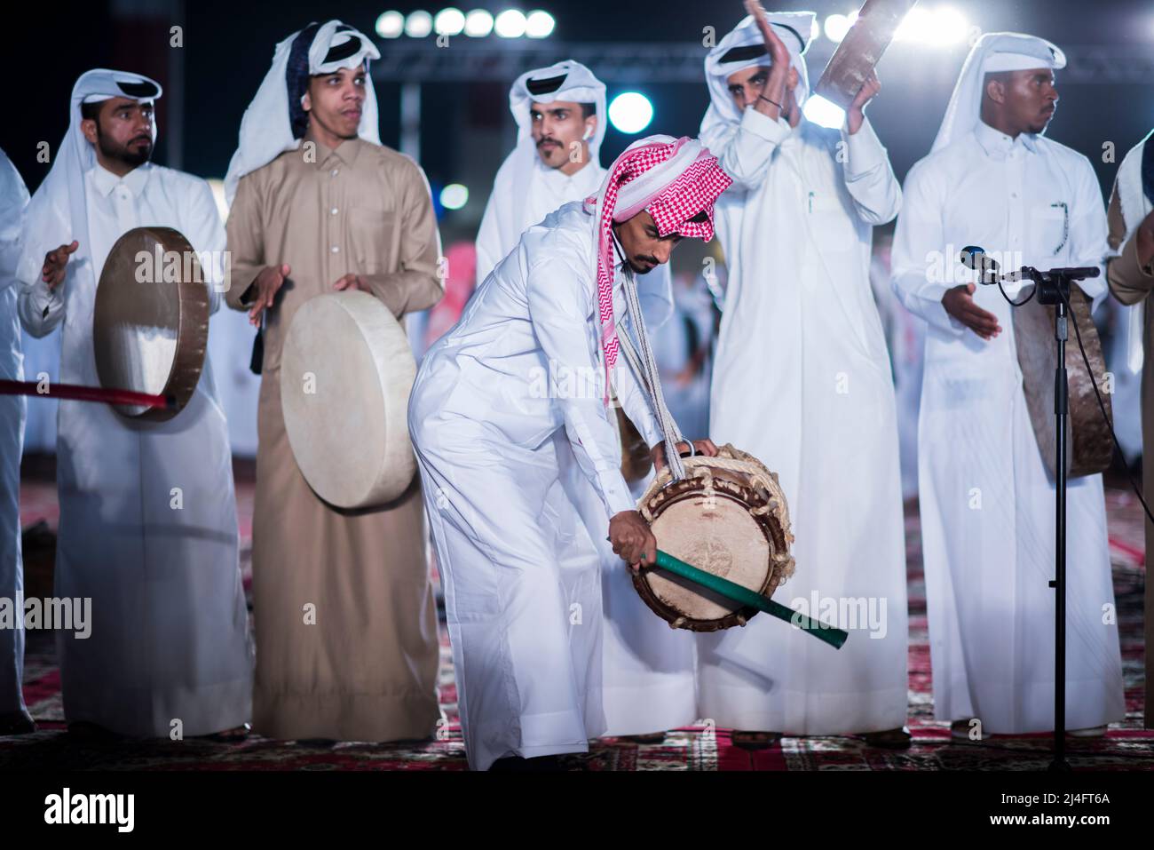 Doha,Qatar,December,18,2017. Traditional bedouin music for celebration ...