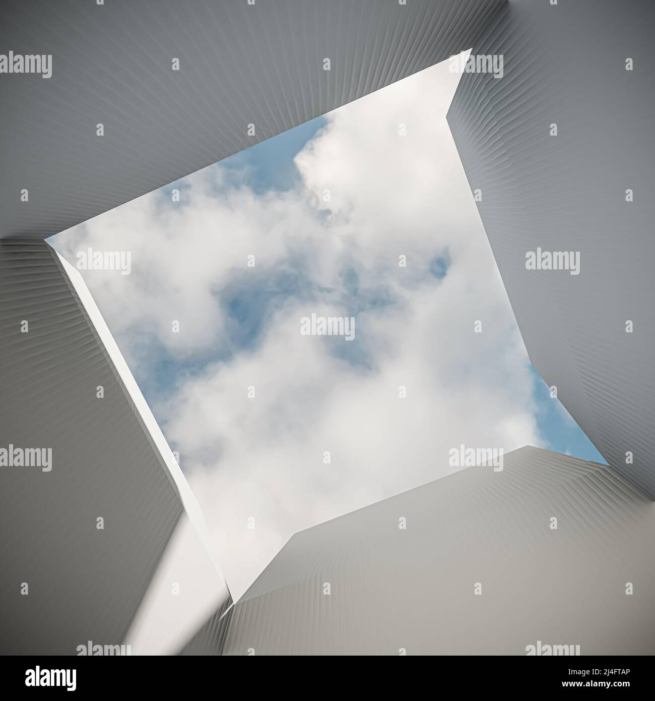 3d illustration of an empty cardboard box below cloudy sky Stock Photo ...