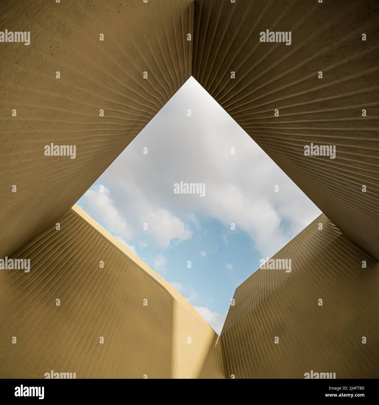 3d illustration of an empty cardboard box below cloudy sky Stock Photo ...