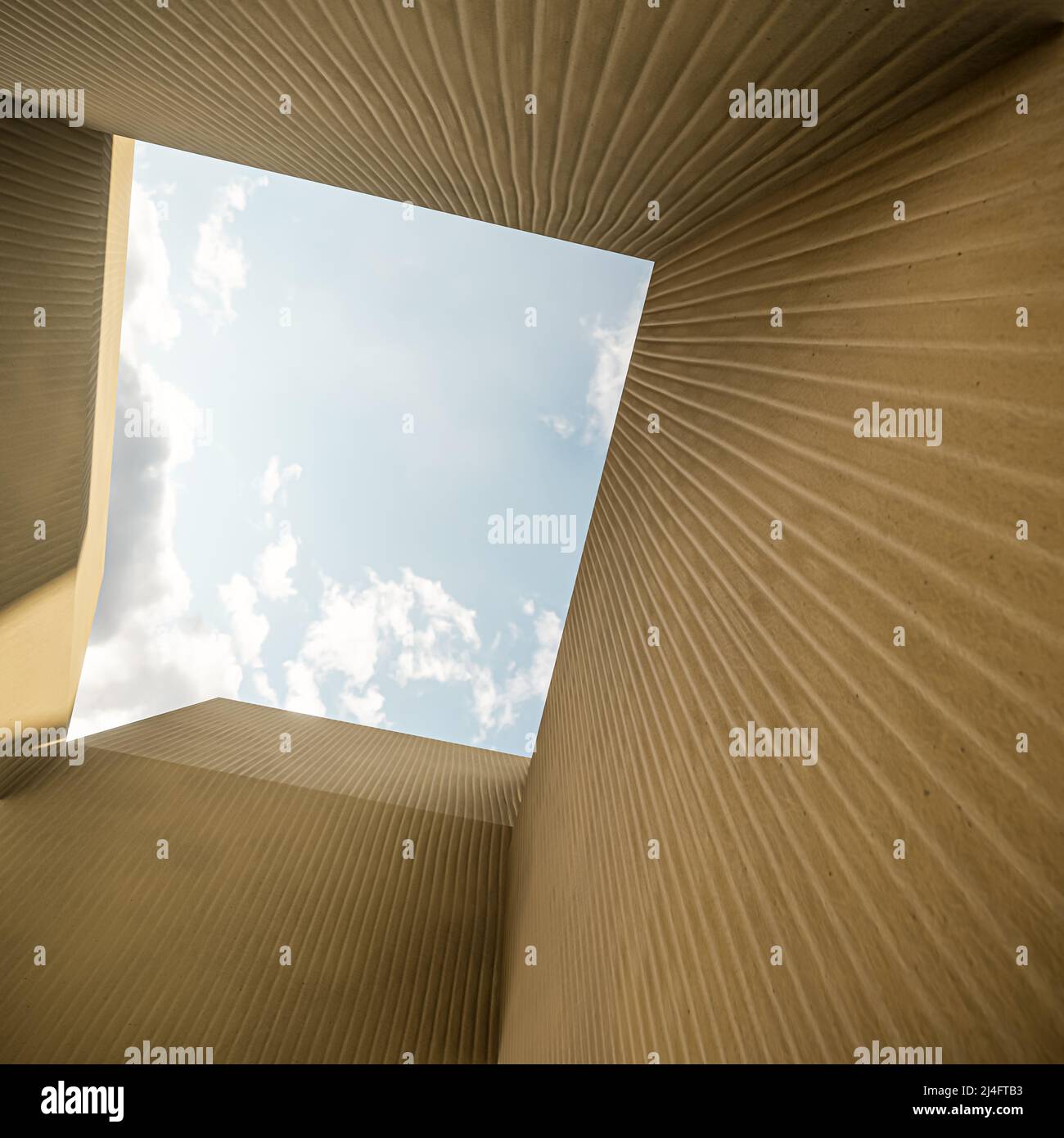 3d illustration of an empty cardboard box below cloudy sky Stock Photo ...