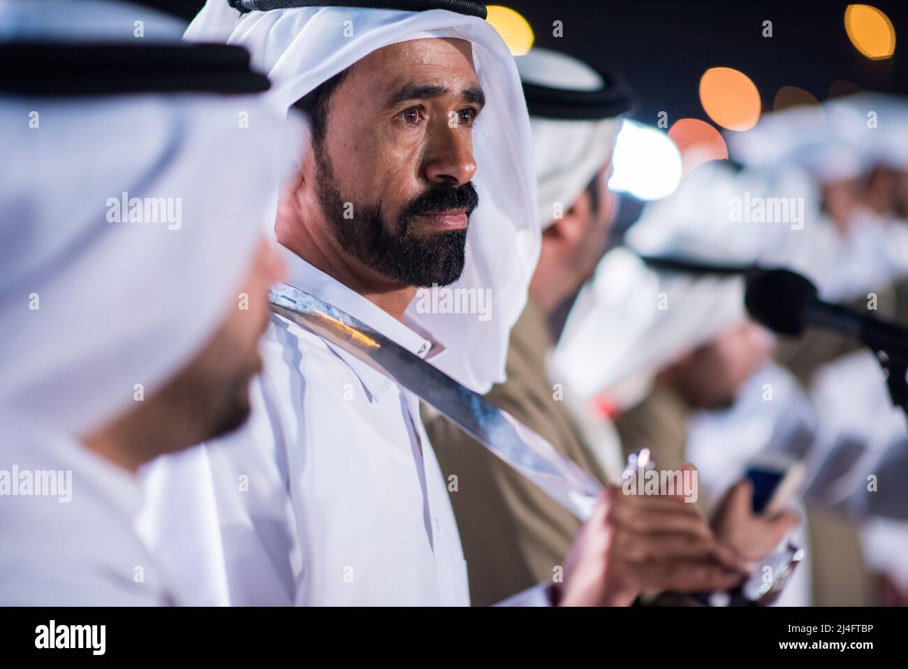 Doha,Qatar,December,18,2017. Traditional bedouin music for celebration ...
