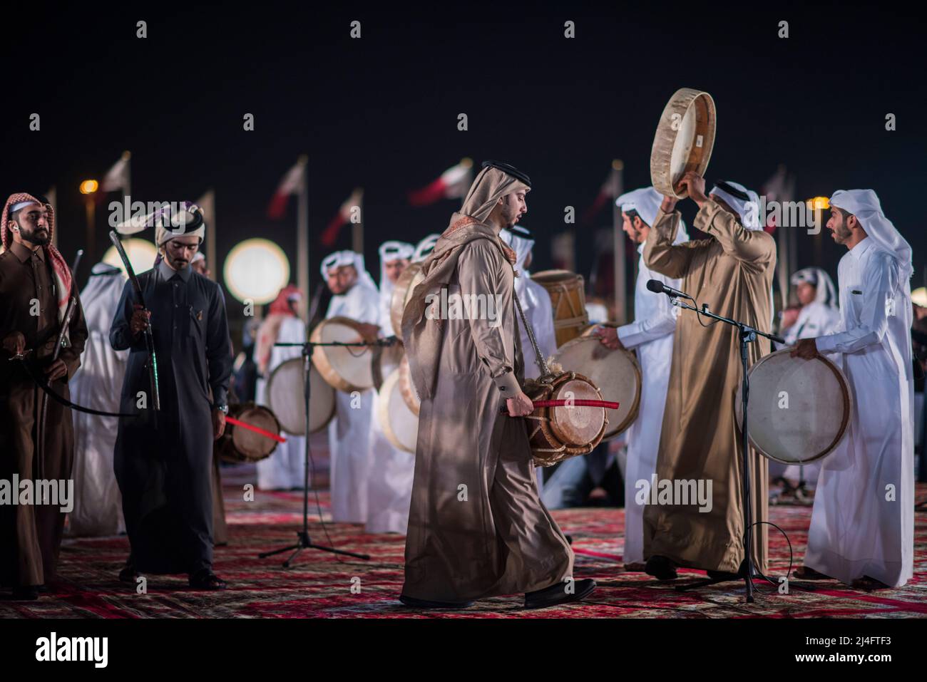 Doha,Qatar,December,18,2017. Traditional bedouin music for celebration ...