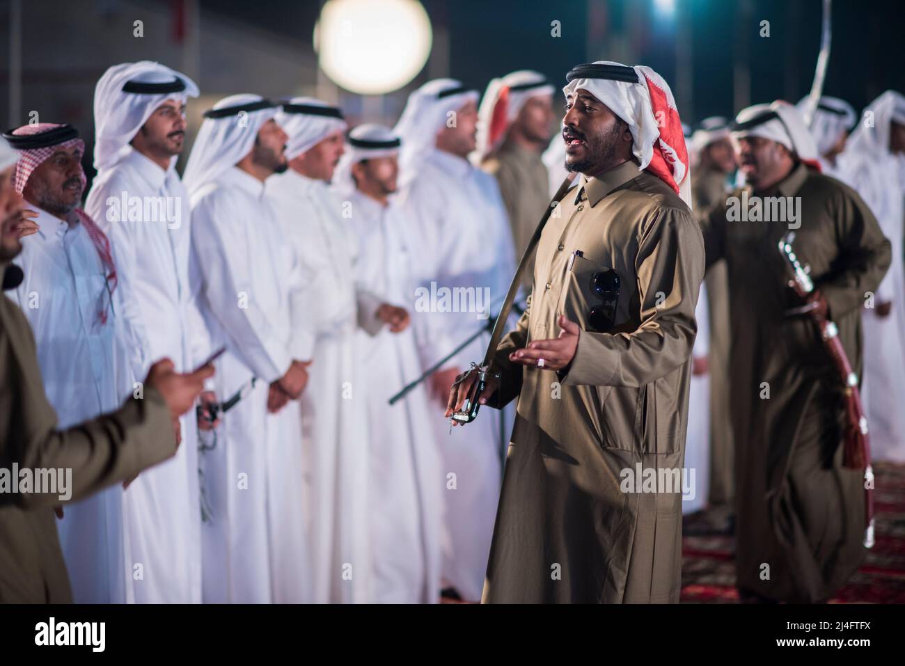 Doha,Qatar,December,18,2017. Traditional bedouin music for celebration ...