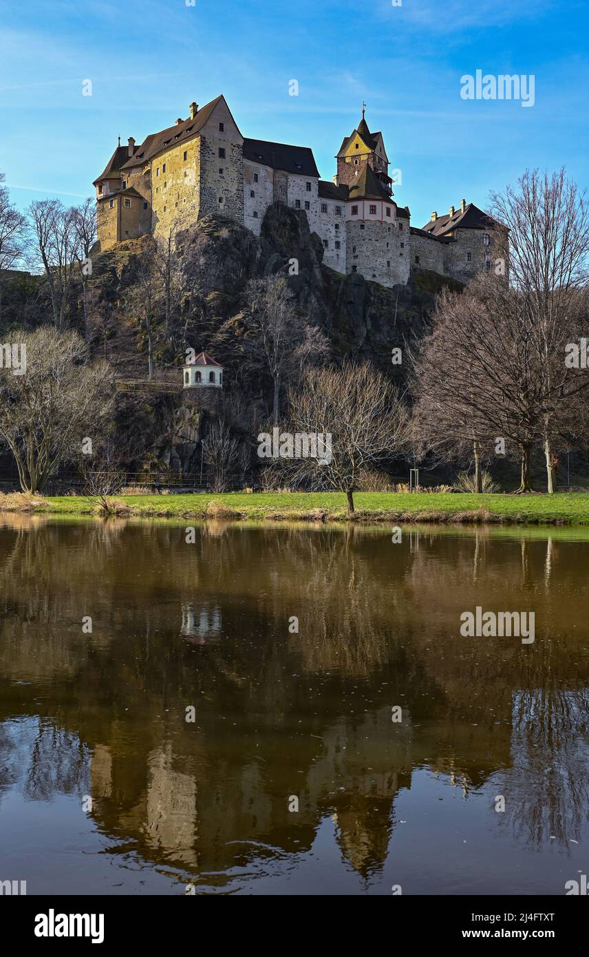 12 April 2022, Czech Republic, Loket: Loket Castle (Czech: Hrad Loket ...