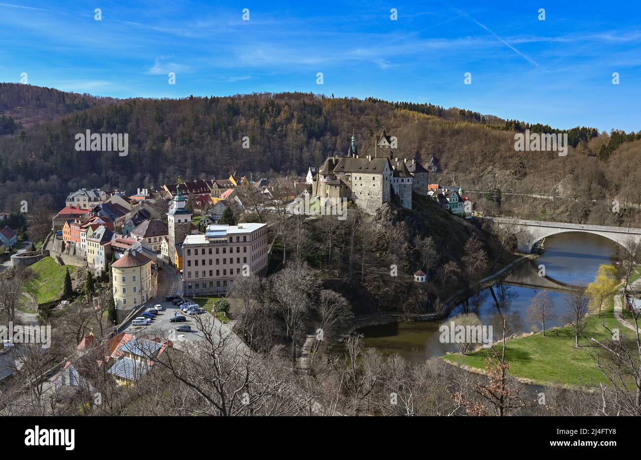 12 April 2022, Czech Republic, Loket: Loket Castle (Czech: Hrad Loket ...