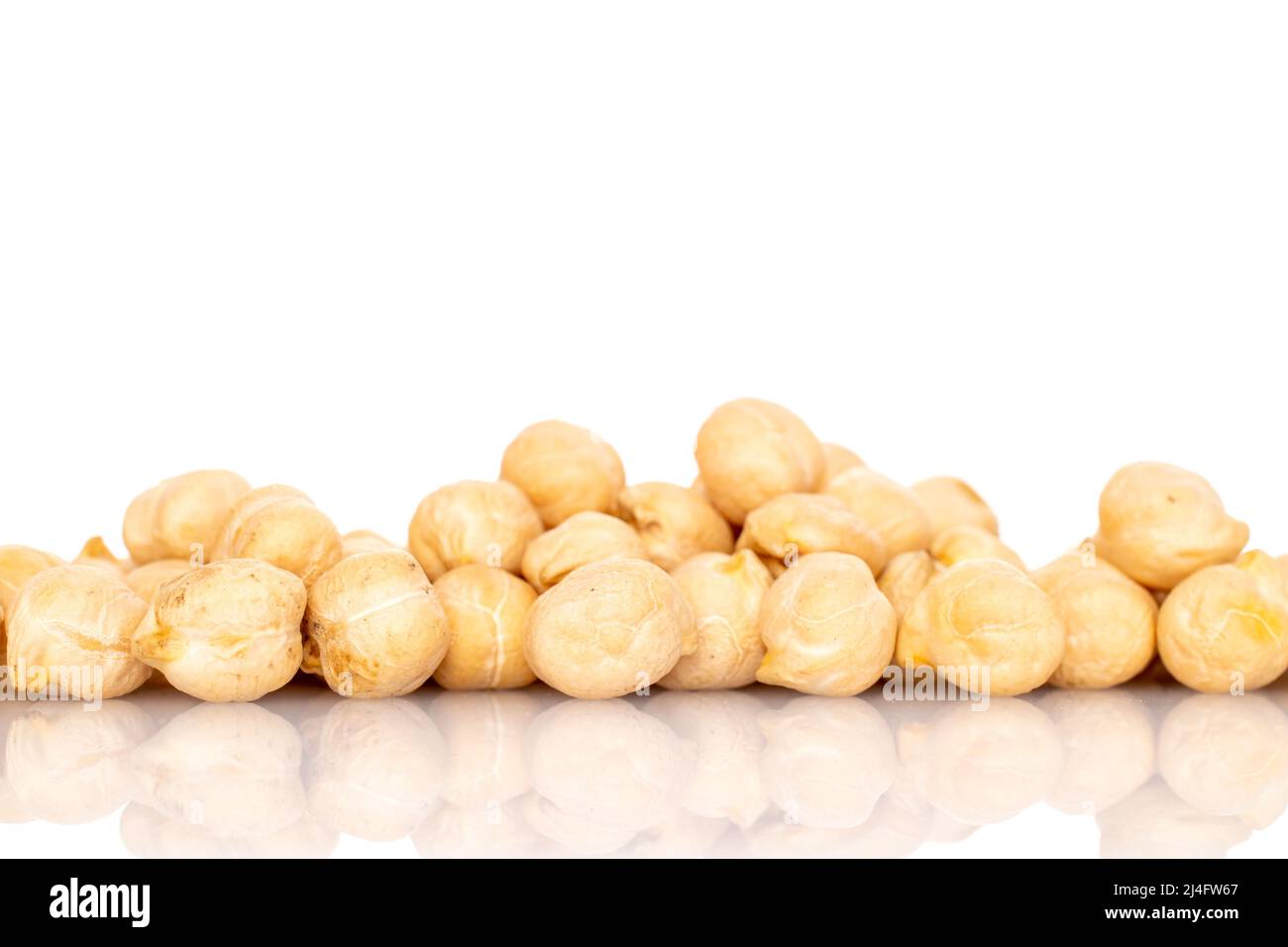 Organic uncooked chickpeas, close-up, isolated on white Stock Photo - Alamy