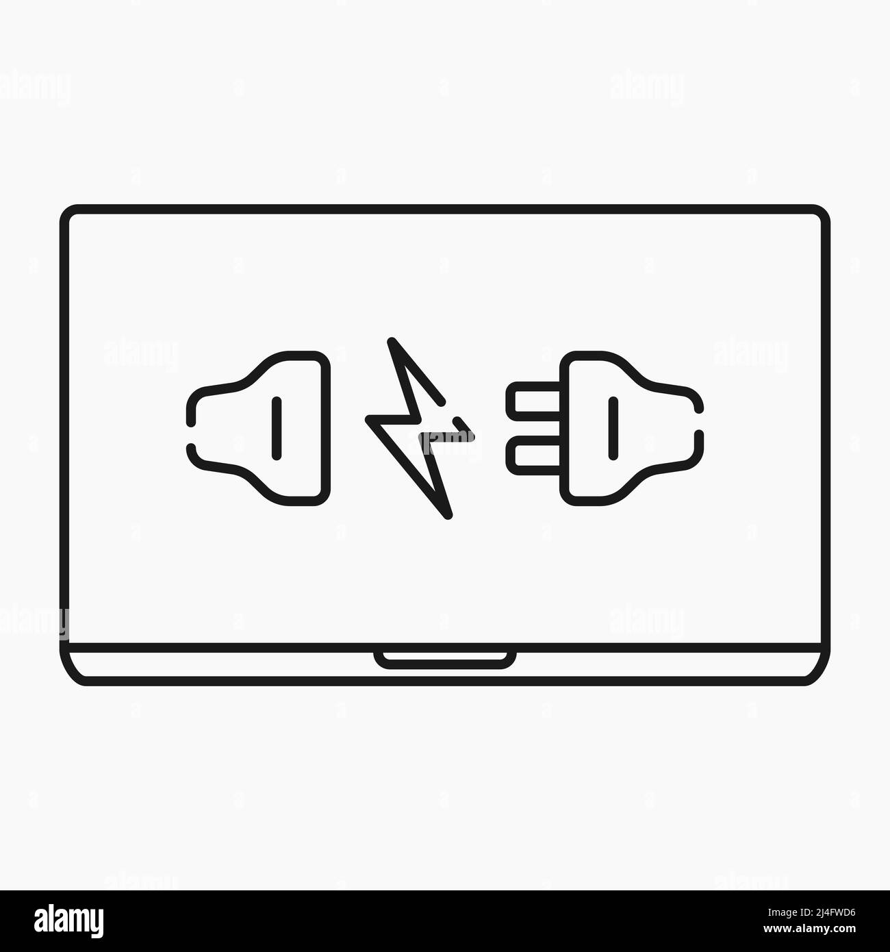 laptop charging plug line icon low accumulator vector flat illustration ...