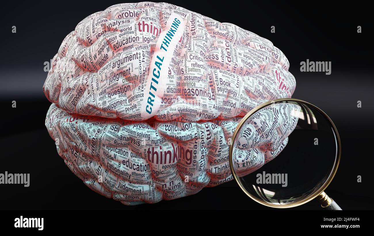 Critical thinking in human brain, a concept showing hundreds of crucial ...