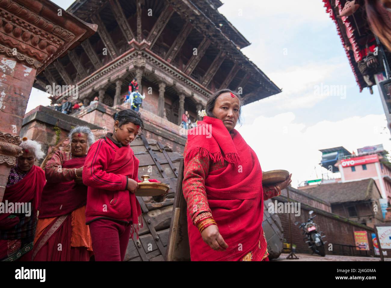 Kathmandu, Nepal- April 20,2019 : Hindus perform a religious ritual by ...