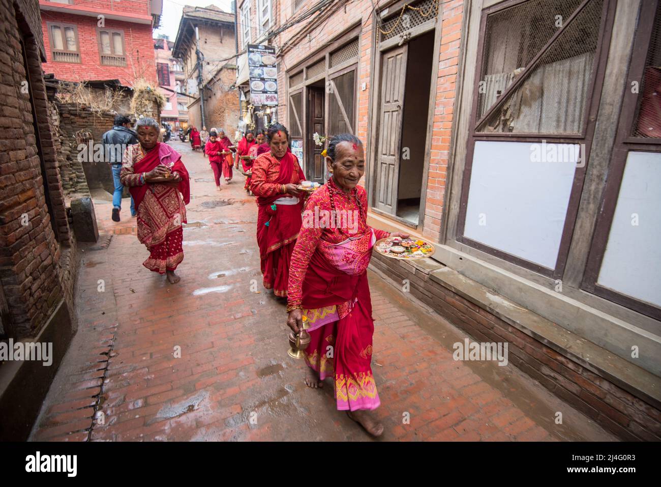 Kathmandu, Nepal- April 20,2019 : Hindus perform a religious ritual by ...
