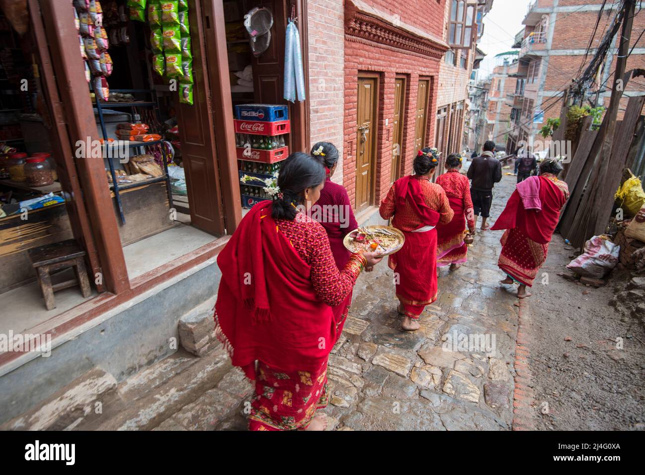 Kathmandu, Nepal- April 20,2019 : Hindus perform a religious ritual by ...