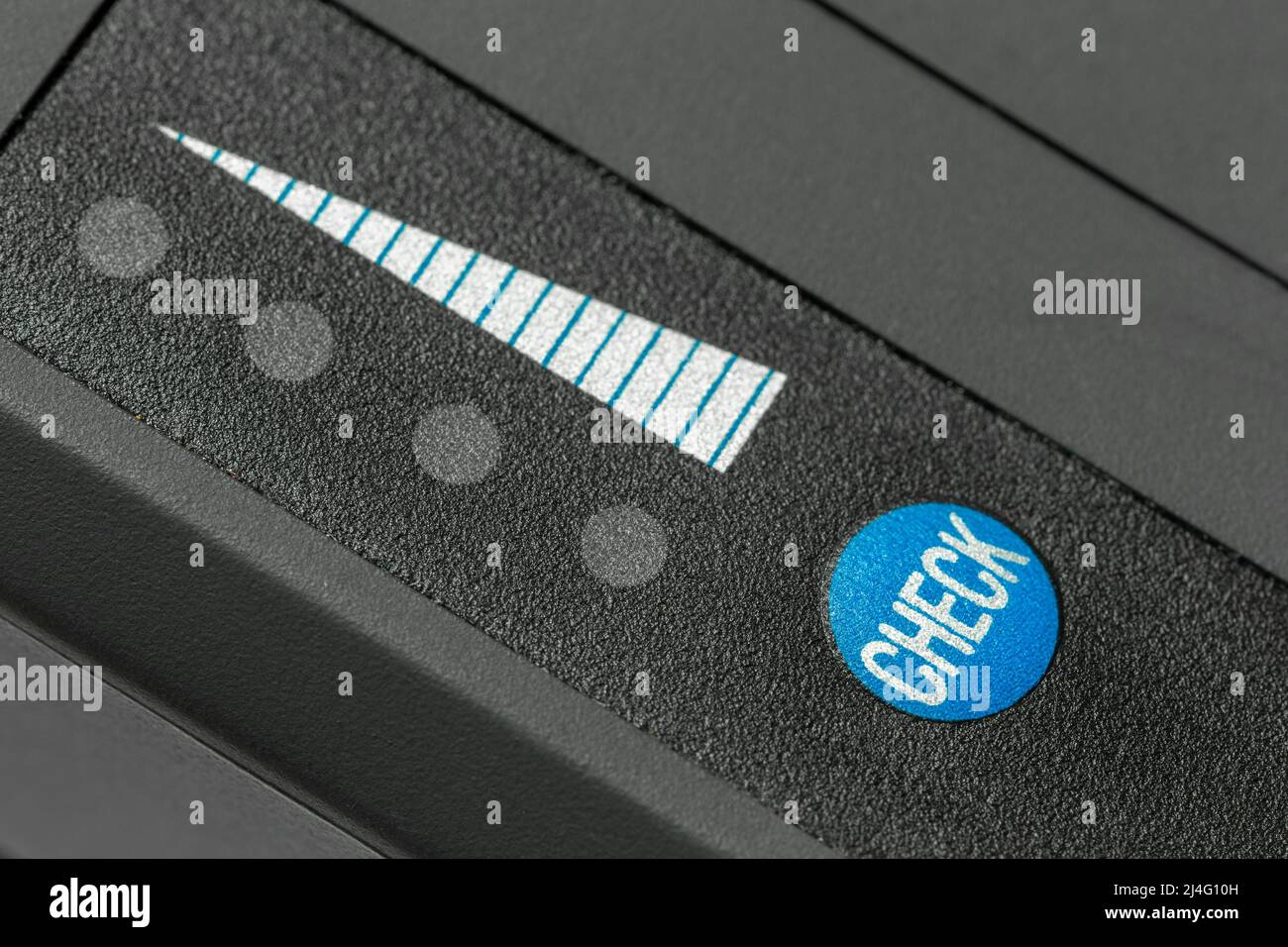 Top view of check button, level pyramid and charge level indicator LEDs ...