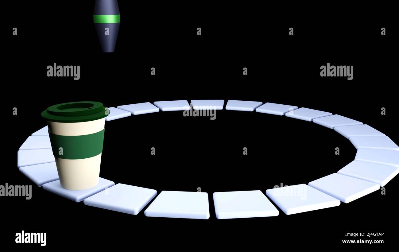 Abstract automatic machine preparing coffee. Design. Pouring americano ...