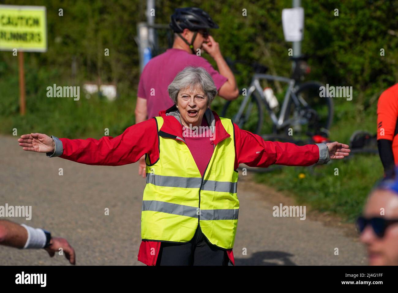 Former prime minister Theresa May acts as a marshal during the ...