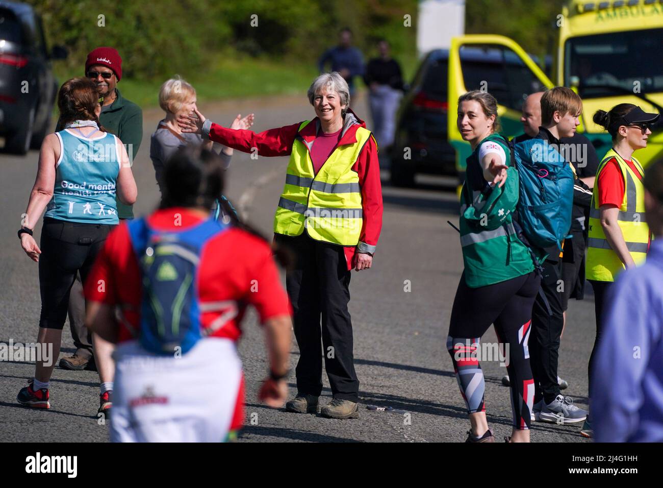 Former prime minister Theresa May acts as a marshal during the ...