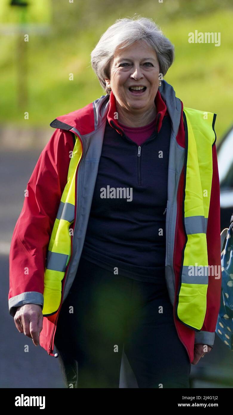 Former prime minister Theresa May acts as a marshal during the ...
