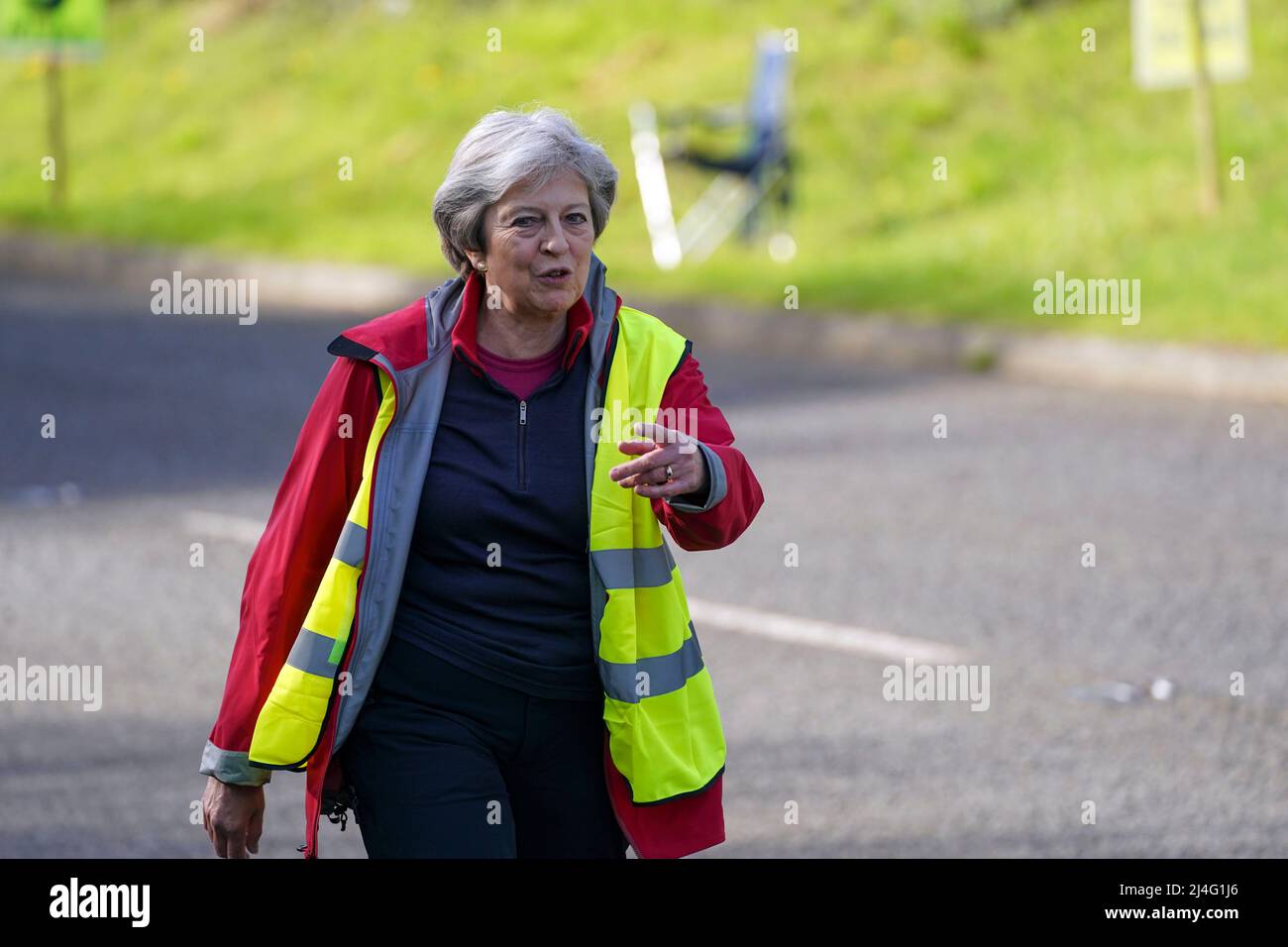Former prime minister Theresa May acts as a marshal during the ...