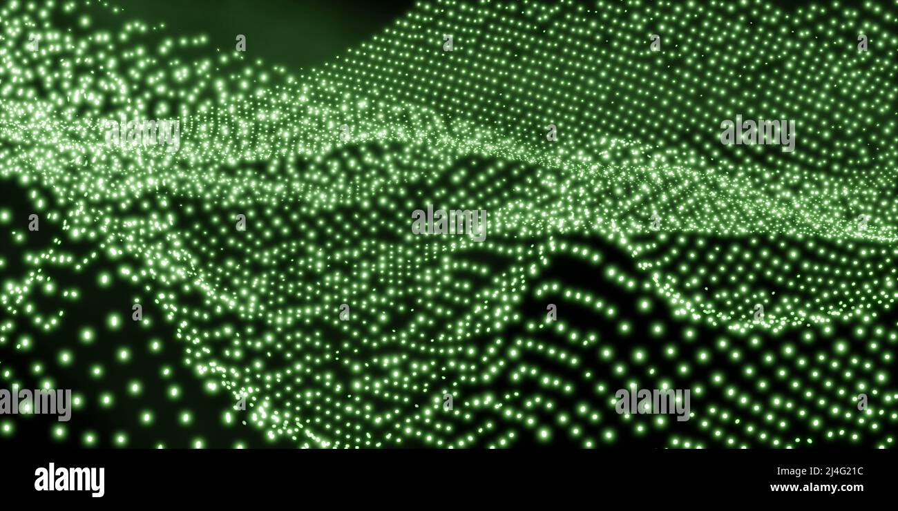 green abstract mesh net dot web wave geometric technology design 3d ...