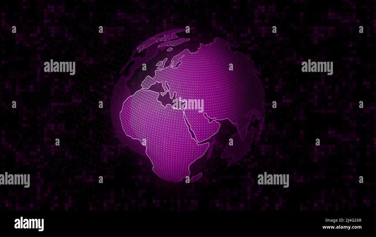 Virtual 3d projection of earth. Motion. Color projection of planet ...