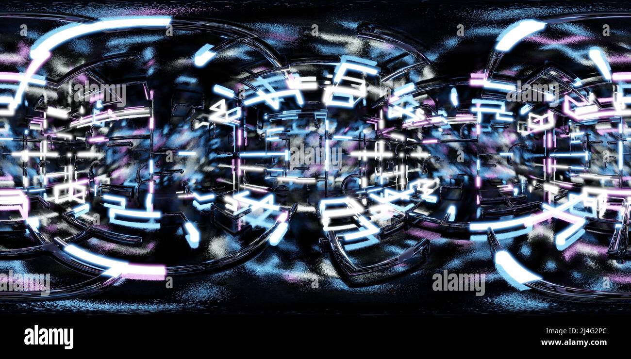 360 degree full panorama environment map of futuristic dark industrial ...