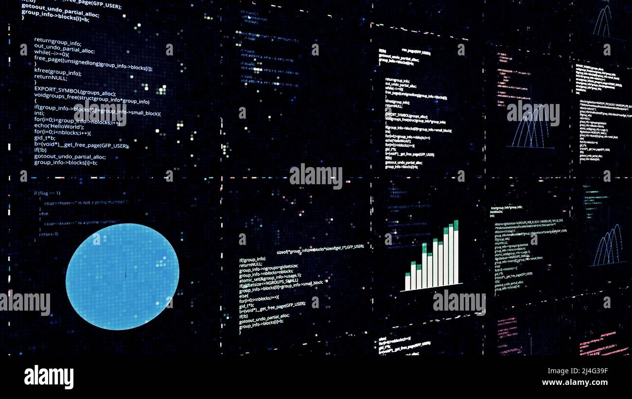 Black background. Animation. A bright program of orange-colored ...