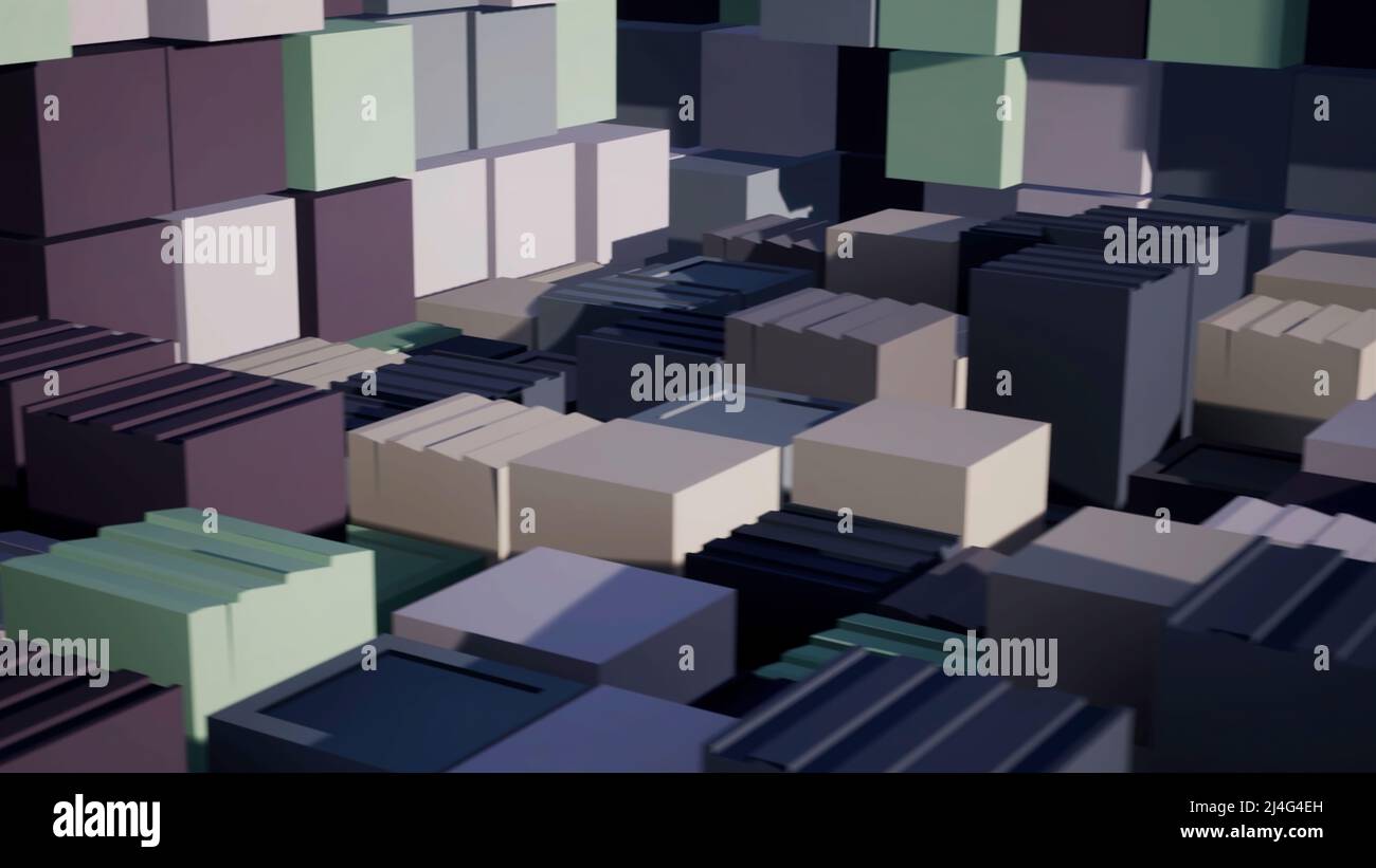 Abstract cubic 3D surface, retro gaming background. Animation. Random ...