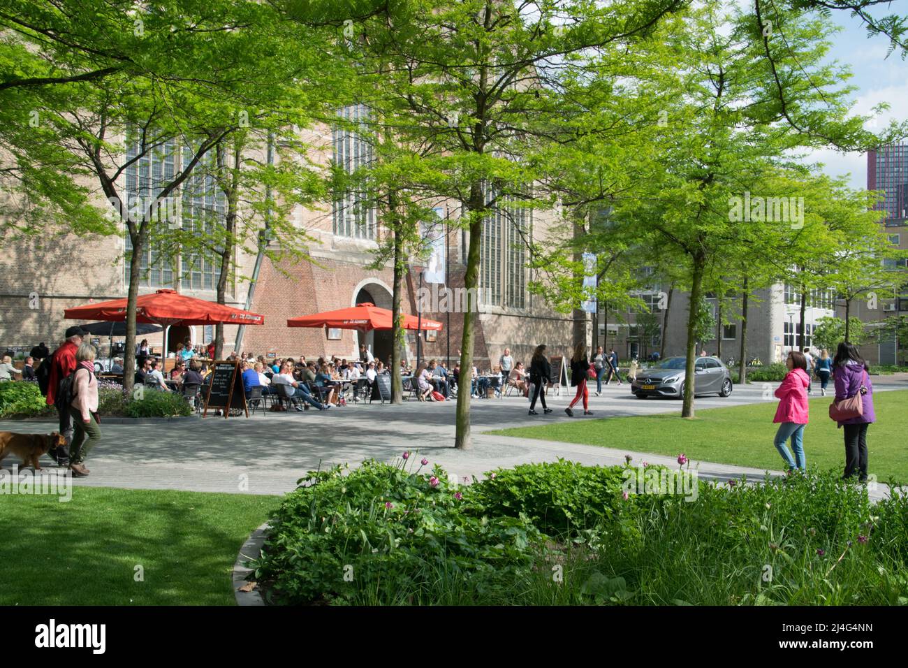 ROTTERDAM, NETHERLANDS,, MAY 11, 2018: Sunny day Grotekerkplein view in ...