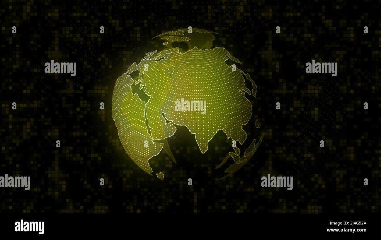 Virtual 3d projection of earth. Motion. Color projection of planet ...