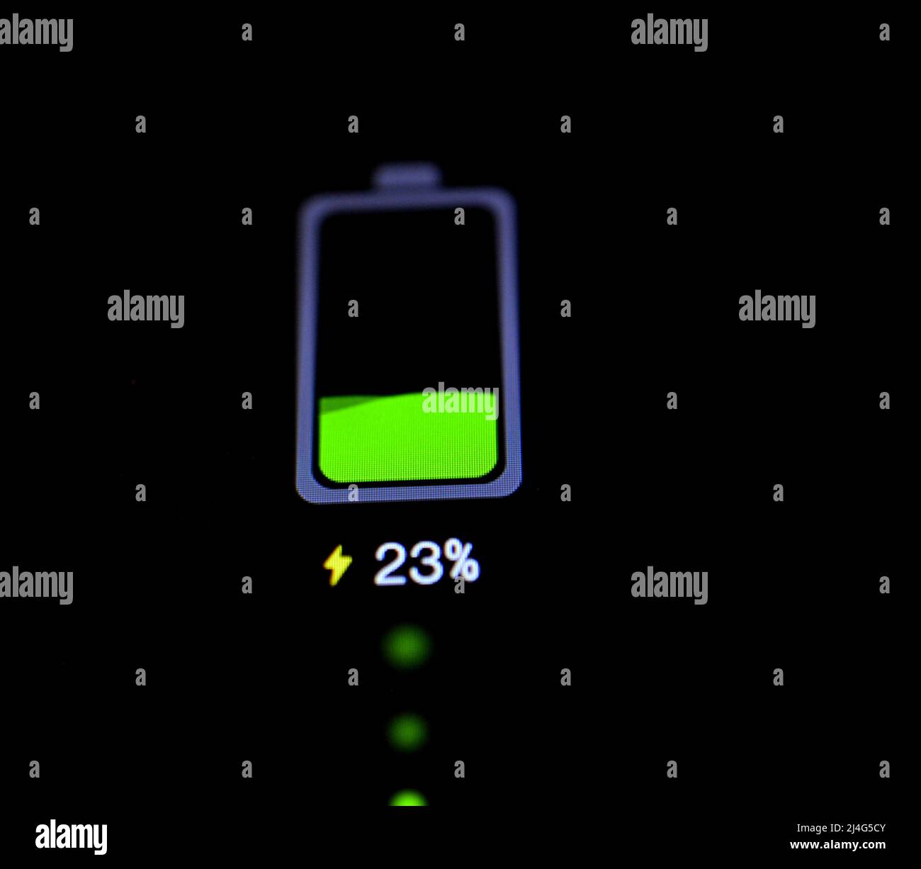 battery level indicator on a smartphone,black background,image of a ...