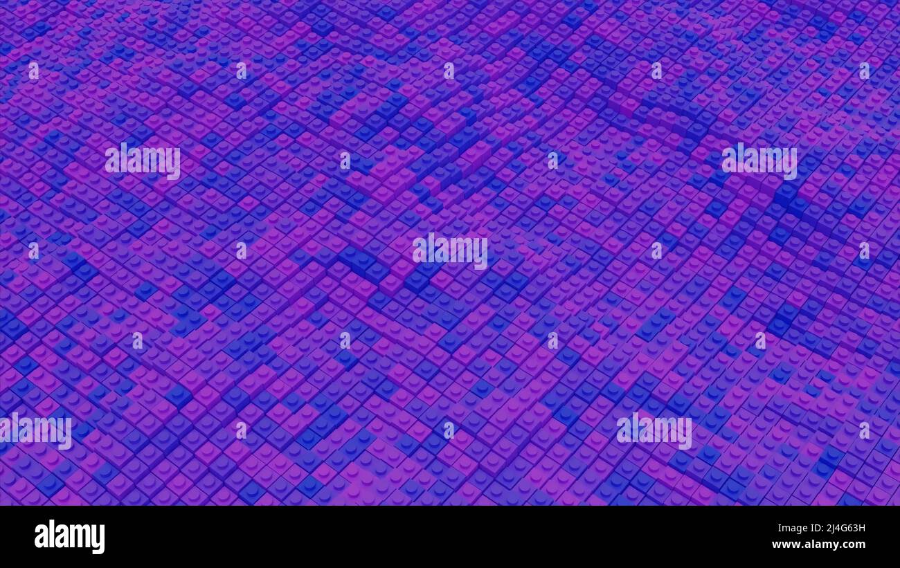 Abstract 3d animation of the movement of blue and purple cubes ...