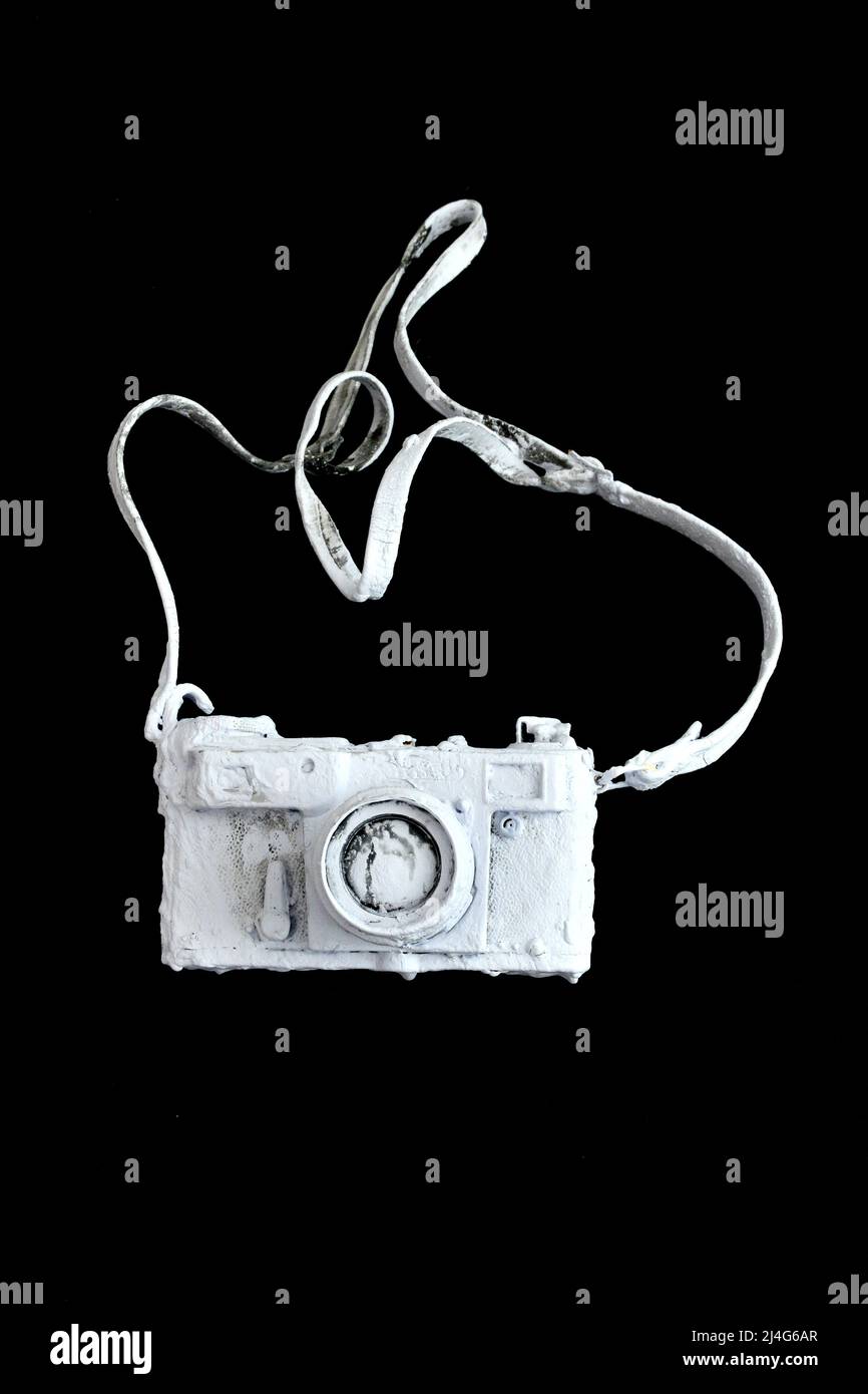 vintage film camera painted with wall paint on black,image of a Stock ...