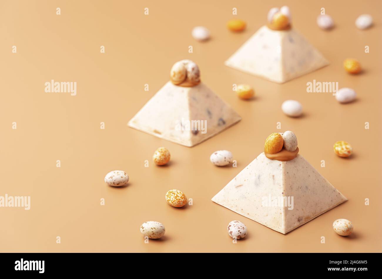 Traditional cottage cheese dessert Paskha decorated with caramel and ...