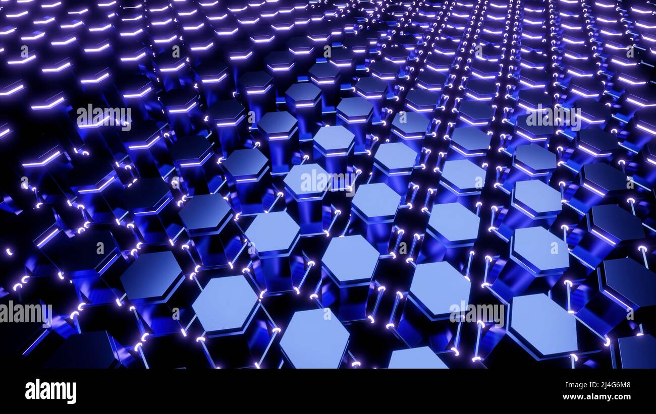 Blue abstraction.Design. 3d animation in which blue figures like ...