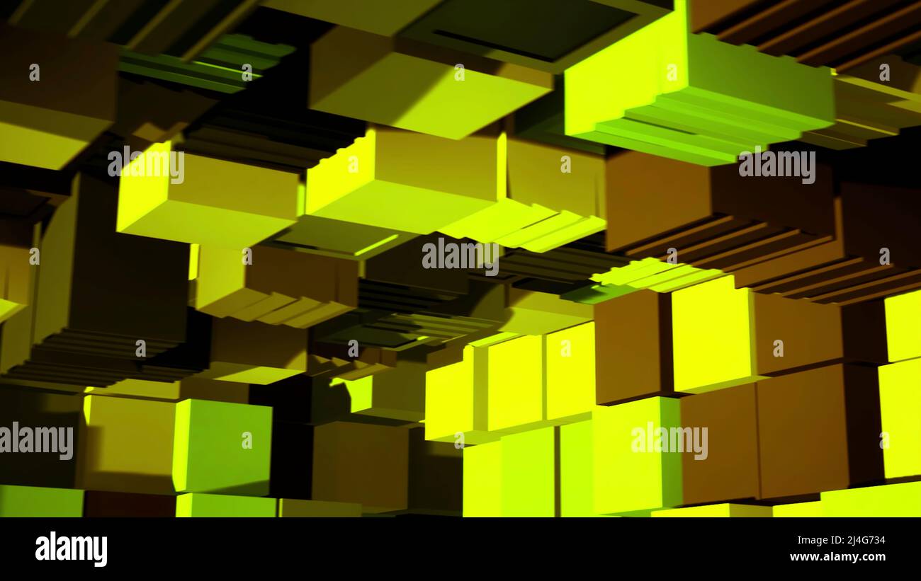 Abstract cubic 3D surface, retro gaming background. Animation. Random ...
