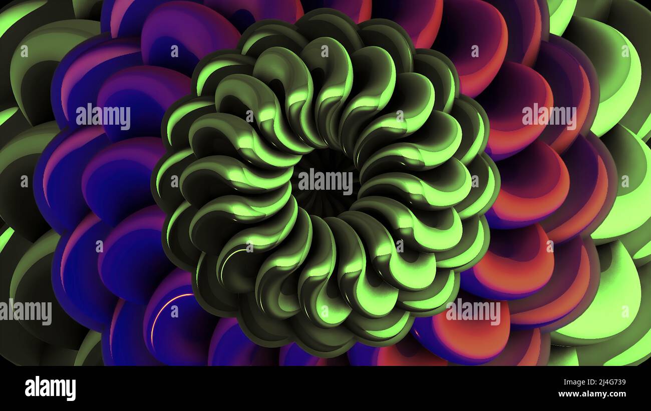 3D pattern of moving flower with hypnotic effect. Motion. Hypnotic 3d ...