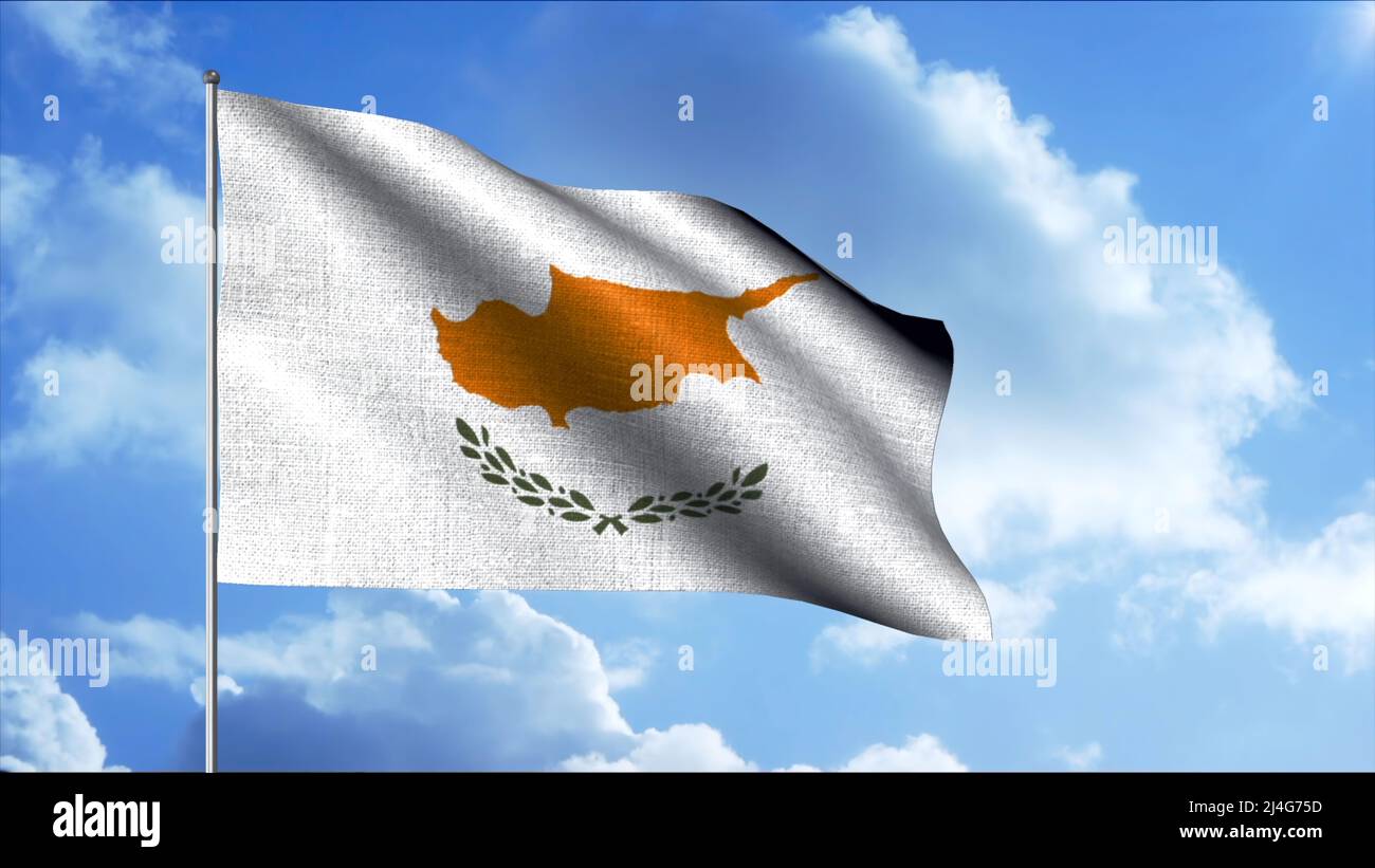 Flag is flying beautifully on background of cloudy sky. Motion. Flag of ...