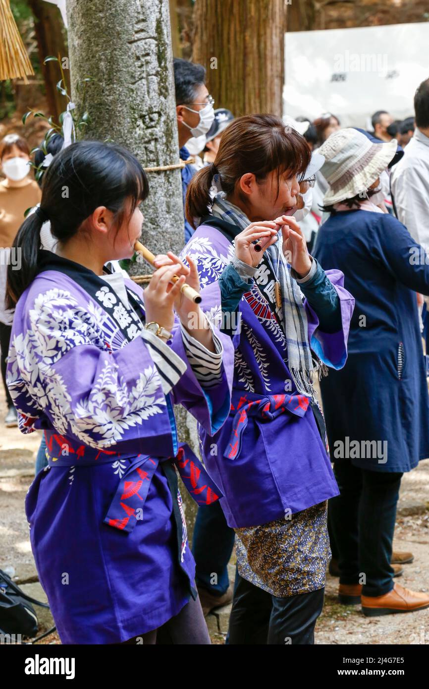 iida, nagano, japan, 2022/09/04 , musicians who accompany the event ...