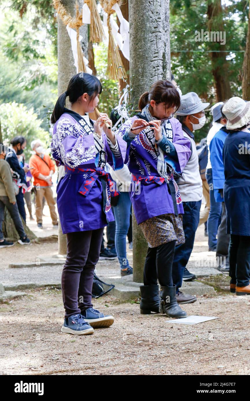 iida, nagano, japan, 2022/09/04 , musicians who accompany the event ...