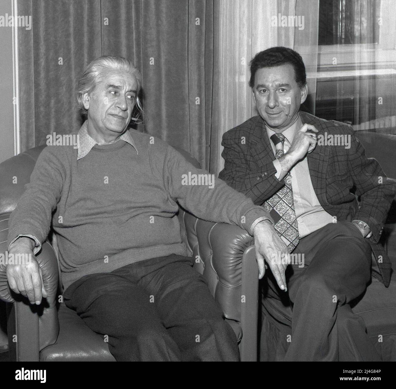 Famous musicians Sergiu Celibidache and Ion Voicu in Bucharest, Romania ...