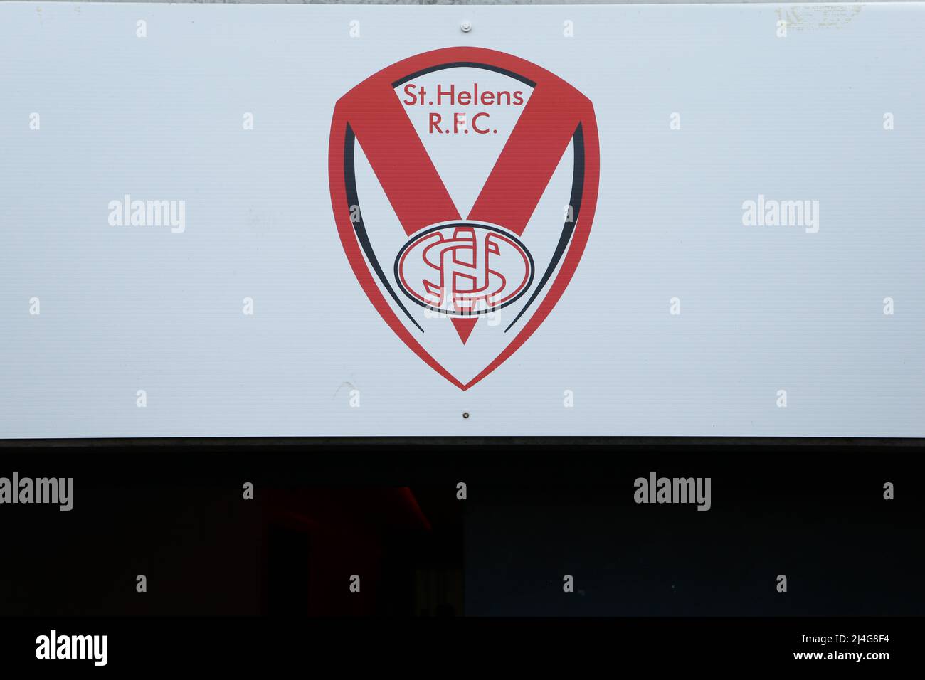 A general view of the St Helens badge before the Betfred Super League ...