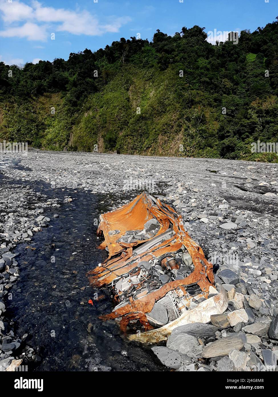 Wrecked car in a river bed, Yilan County, Taiwan Stock Photo - Alamy