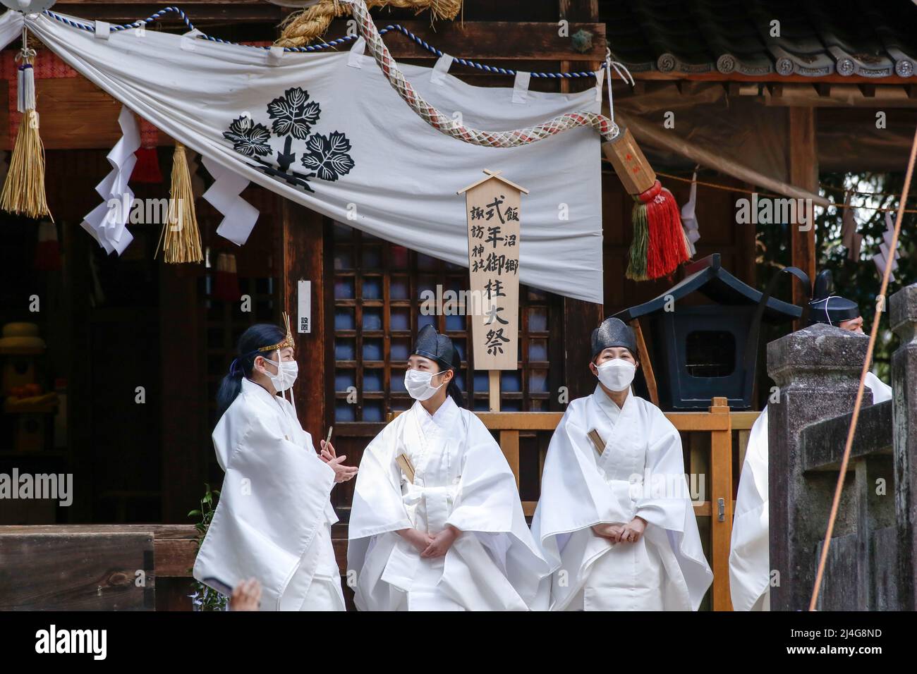 iida, nagano, japan, 2022/09/04 , Shinto priests preparing for the ...